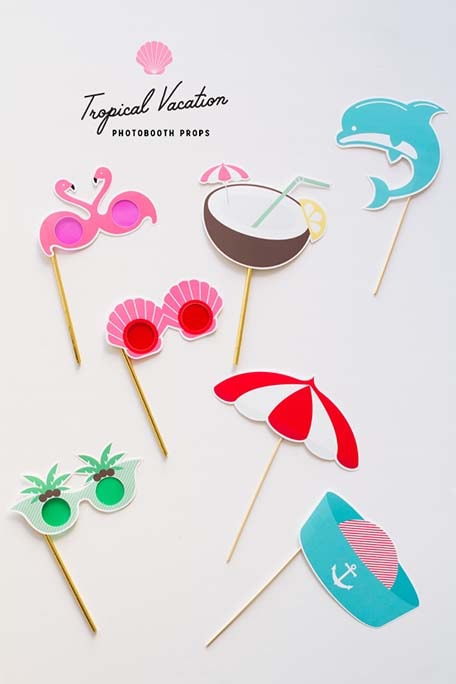 Printable Tropical Vacation Photobooth Props